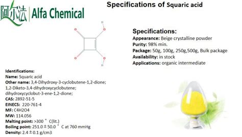 China Squaric Acid Cas No 2892 51 5 Manufacturers Free Sample Alfa Chemical