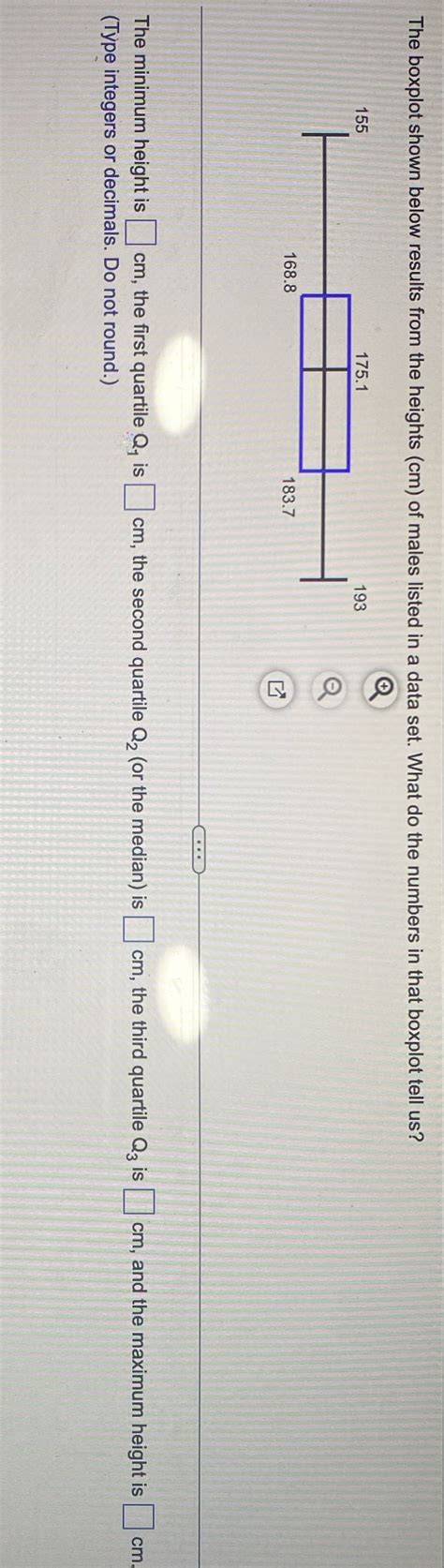 Solved Please Solve The Boxplot Shown Below Results From The Heights Cm Course Hero
