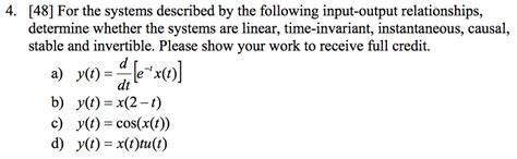 Solved 4 48 For The Systems Described By The Following