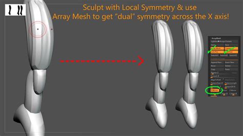 Z Brush Array Mesh To Sculpt With Local World Symmetry YouTube