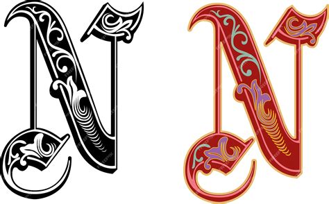 Premium Vector Royal Letter N Alphabet Monogram The Fancy Capital