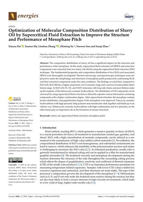 Pdf Optimization Of Molecular Composition Distribution Of Slurry Oil