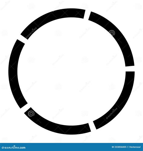 5 part section segmented circle abstract dashed lines circular
