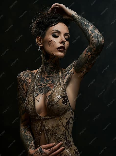 Premium Photo Hot Sexy Tattoo Girl In Fashion Style Photo Session