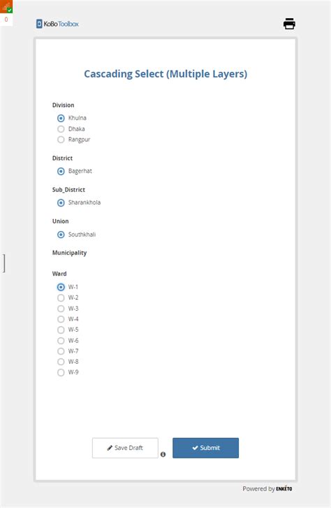how to create a multi layer cascading select question form building
