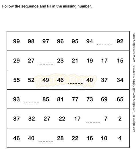 Number Sequence Worksheet 4 Math Worksheets Grade 1 Worksheets