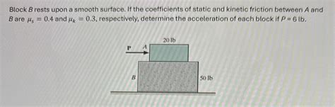 Solved Block B Rests Upon A Smooth Surface If The Chegg