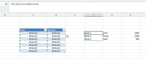 Reference Excel Table Values In Another Table Gets Value Error