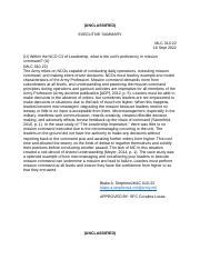 MLC SFC Stephens Blake EXSUM Docx UNCLASSIFIED EXECUTIVE SUMMARY MLC Sept U