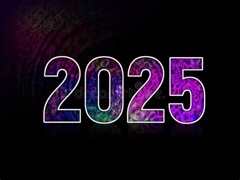 Colorful Two Thousand Twenty Five On White Stroke On Blur Numbers Colorful Arranged Overlapping