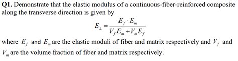 Solved E Em Q Demonstrate That The Elastic Modulus Of Chegg