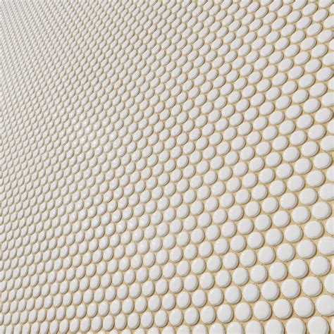 Penny Round Ceramic Glossy Tile Texture Ivory Poliigon