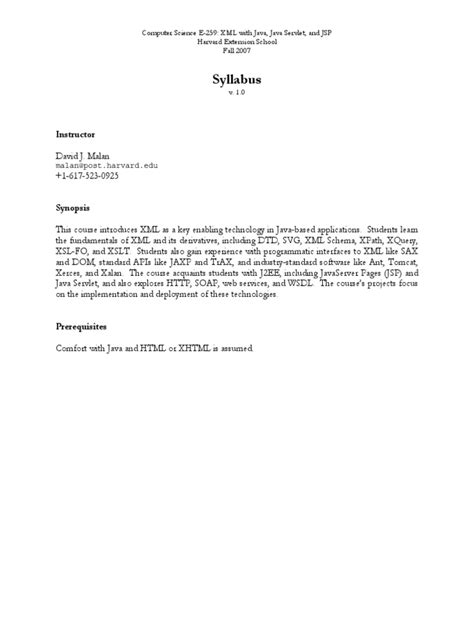 Syllabus Instructor Pdf Java Server Pages Xslt