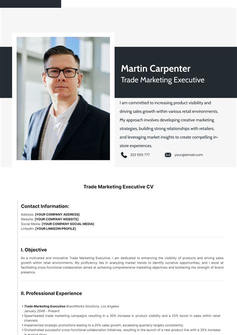 Free Executive Cv Templates To Edit Online And Download