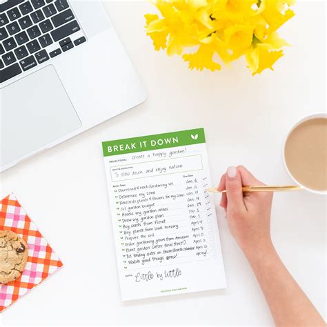 Break It Down Notepad Green Cultivate