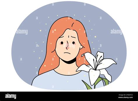 Unhappy Sick Young Woman With Red Nose Suffer From Flower Allergy Ill Girl Struggle With Pollen