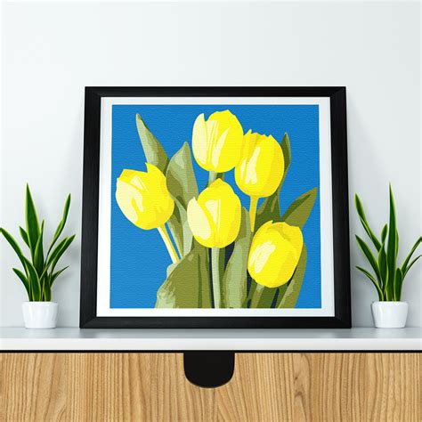 Poom 명화그리기 노란 튤립 20x20 캔버스페인팅 유화그림