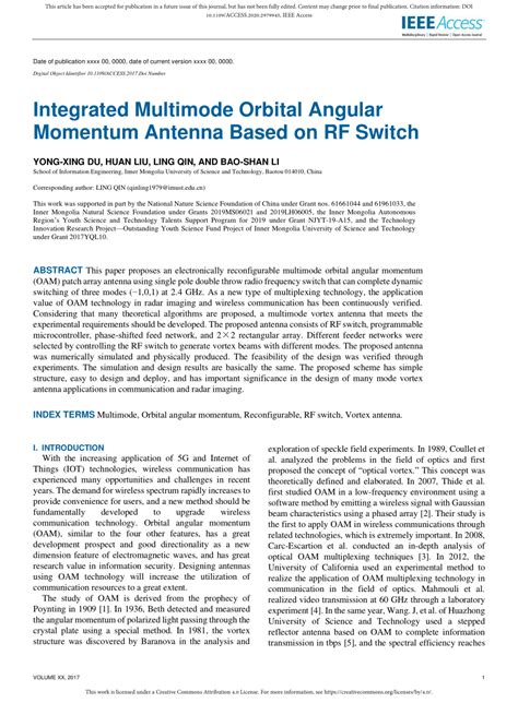 Pdf Integrated Multimode Orbital Angular Momentum Antenna Based On Rf