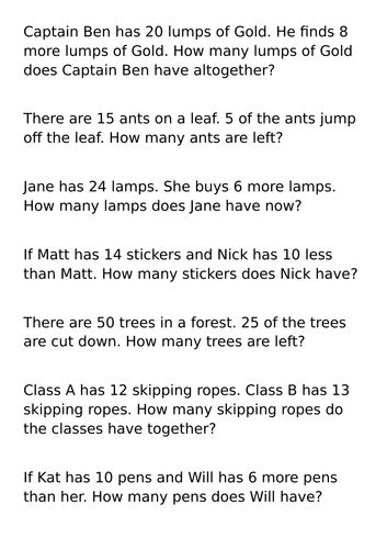 Maths Word Problems Teaching Resources