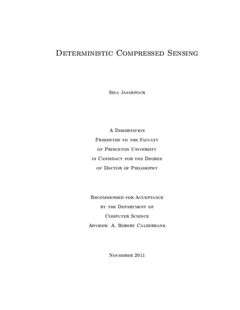 Pdf Deterministic Compressed Sensing