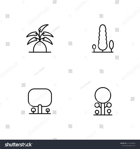 Tree Vector Line Icon Set Naturally Stock Vector Royalty Free Shutterstock