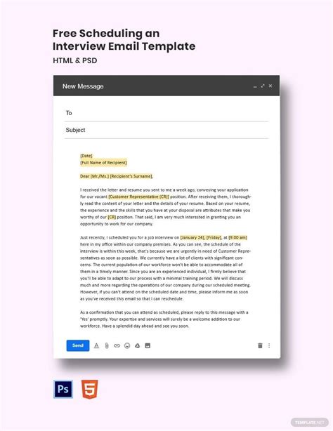 Scheduling An Interview Email Template In Psd Download