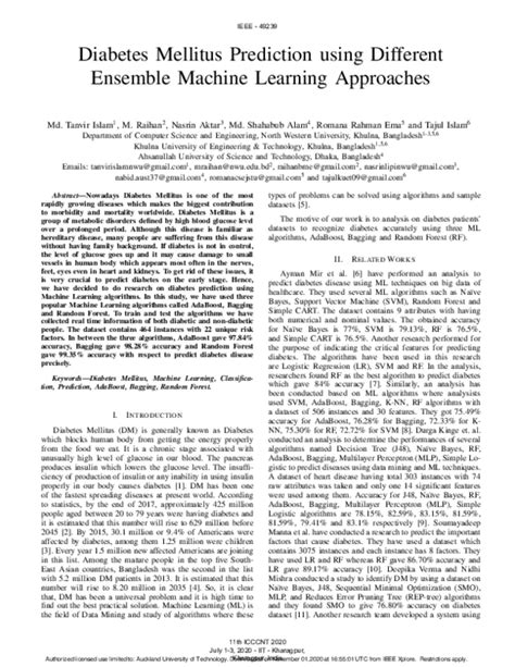 Pdf Diabetes Mellitus Prediction Using Different Ensemble Machine Learning Approaches