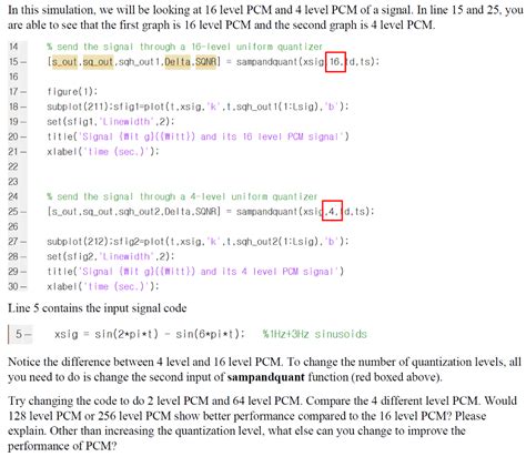 Solved Pulse Code Modulation Pcm Simulation Signal Gt