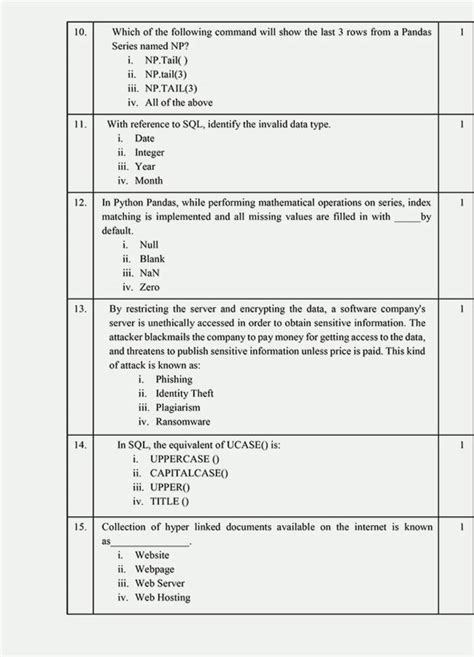 Cbse Class 12th Informatics Practices Sample Paper 2023 24 See Photos Here