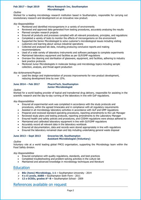 Microbiologist Cv Example Guide [get Hired]