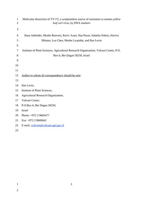 Pdf Molecular Dissection Of Tomato Leaf Curl Virus Resistance In Tomato Line Ty172 Derived