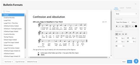 Bulletin Format Overview Lutheran Service Builder