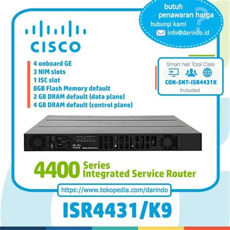Jual Cisco 4400 Series Integrated Service Router [isr4431 K9] Jakarta Pusat Darindo