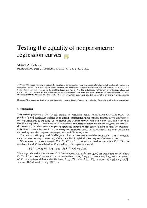 Pdf Testing The Equality Of Nonparametric Regression Curves