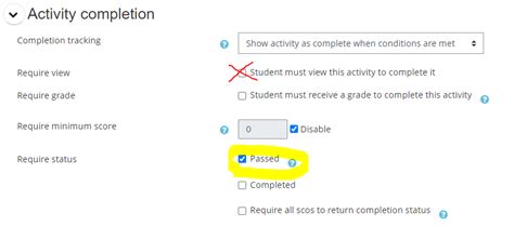 Scorm Completion Settings