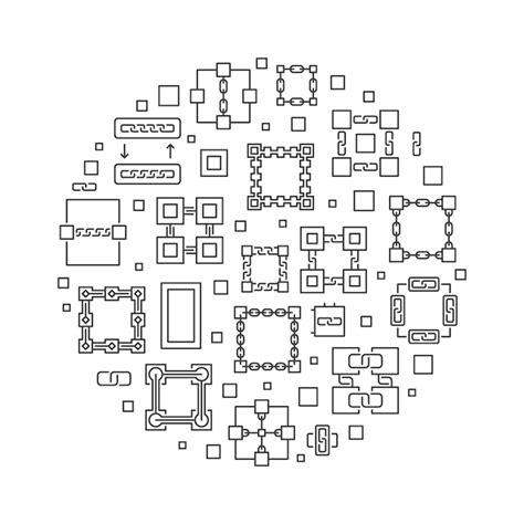 Premium Vector Blockchain Technology Outline Vector Round Illustration