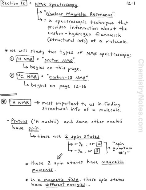 Nmr Spectroscopy In Organic Chemistry Notes
