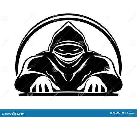 Hacker Icon Computer Cheater Isolated Symbol Masked Man Cartoon