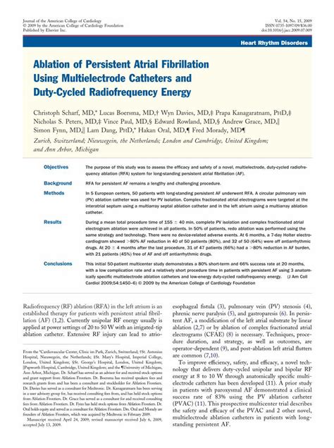 Pdf Ablation Of Persistent Atrial Fibrillation Using Multielectrode Catheters And Duty Cycled