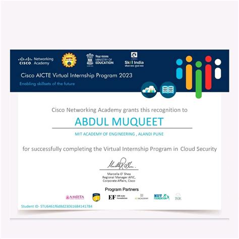 Abdul Muqueet Sahil On Linkedin Ciscointernship Cloudcomputing