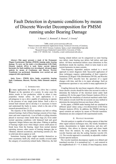 Pdf Fault Detection In Dynamic Conditions By Means Of Discrete