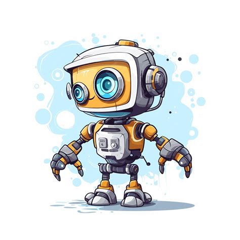 로봇 Ai 보조자의 영화적 상세한 벡터 만화 프리미엄 벡터