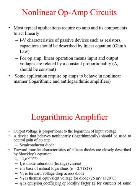 Logarithmic Amplifiers Pdf Amplifier Operational Amplifier
