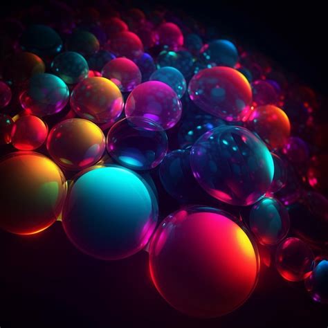 Premium Ai Image Neon Glowing Orbs Abstract Wallpaper