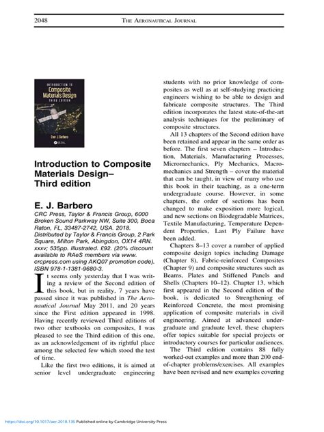 Introduction To Composite Materials Design Third Edition E J Barbero Pdf Composite
