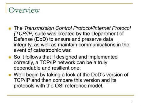 07 Tcpip And The Dod Modelppt