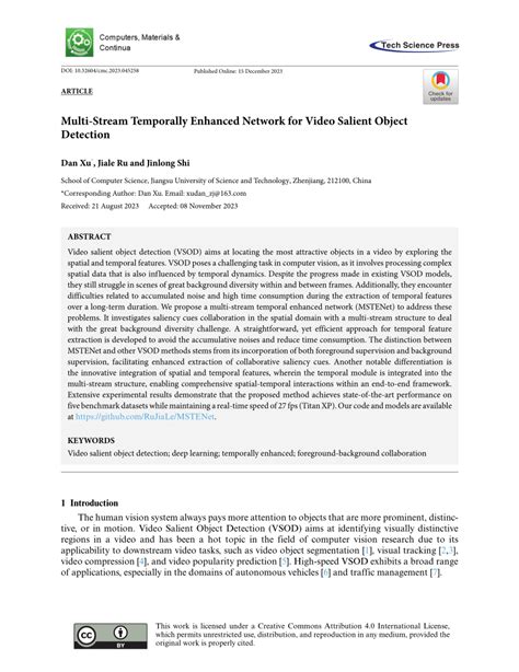 Pdf Multi Stream Temporally Enhanced Network For Video Salient Object Detection