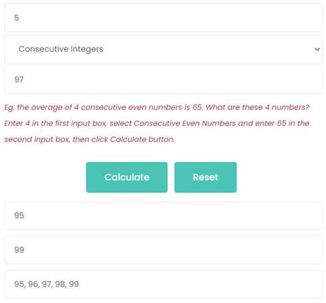 Find Consecutive Numbers By Average Calculator Natural Even Odd MathBz