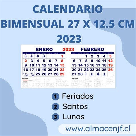 Calendario Bimensual 27 X 12 5cm 2023 En Pdf Para Imprimir Almacén Jf