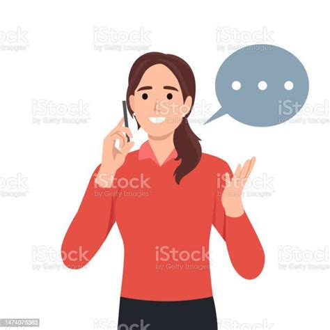 젊은 여성 제인이 전화를 걸고 전화로 전화를 걸고 있다 스마트 폰 개념과의 커뮤니케이션 및 대화 3차원 형태에 대한 스톡 벡터 아트 및 기타 이미지 Istock